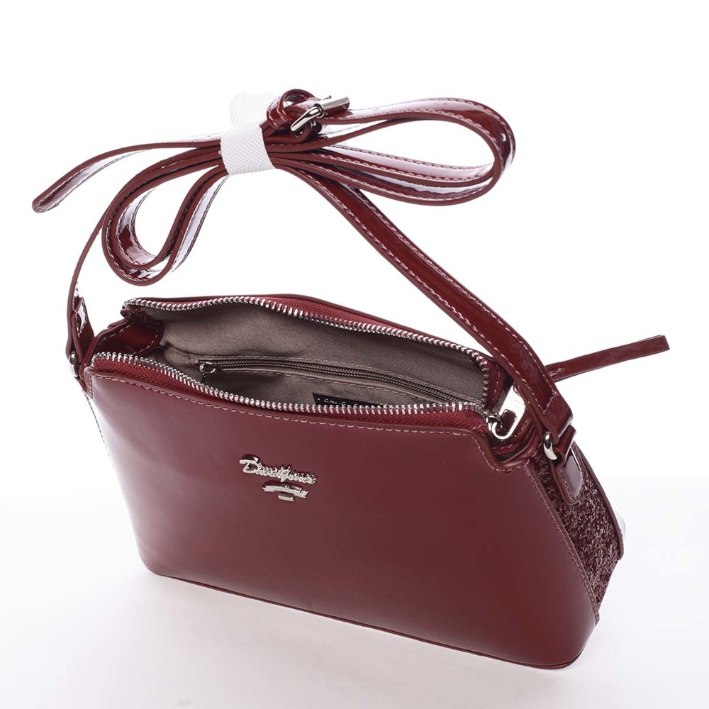 Luxusná dámska lakovaná crossbody kabelka s Glitter vínová - David ...