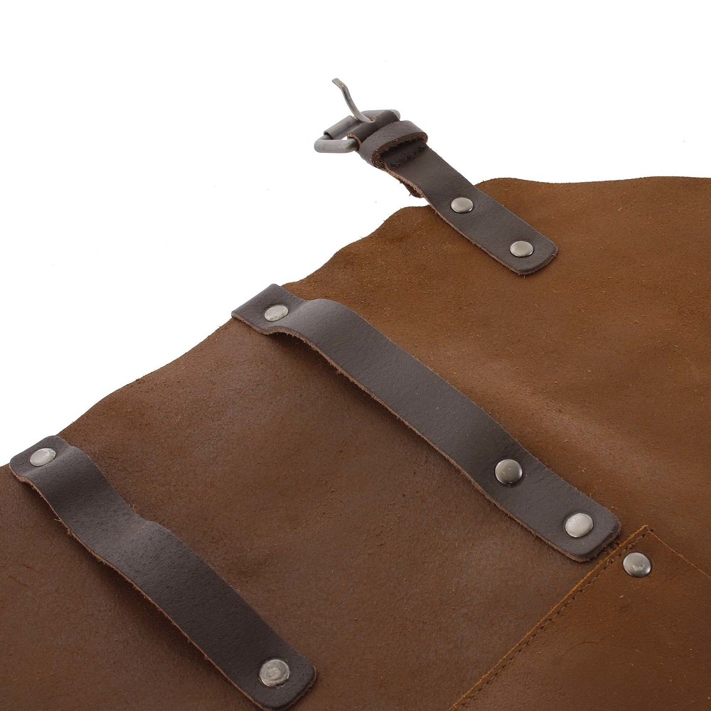 Kožená pánska grilovacia zástera hnedá - OLD WEST Master - Kabea.cz
